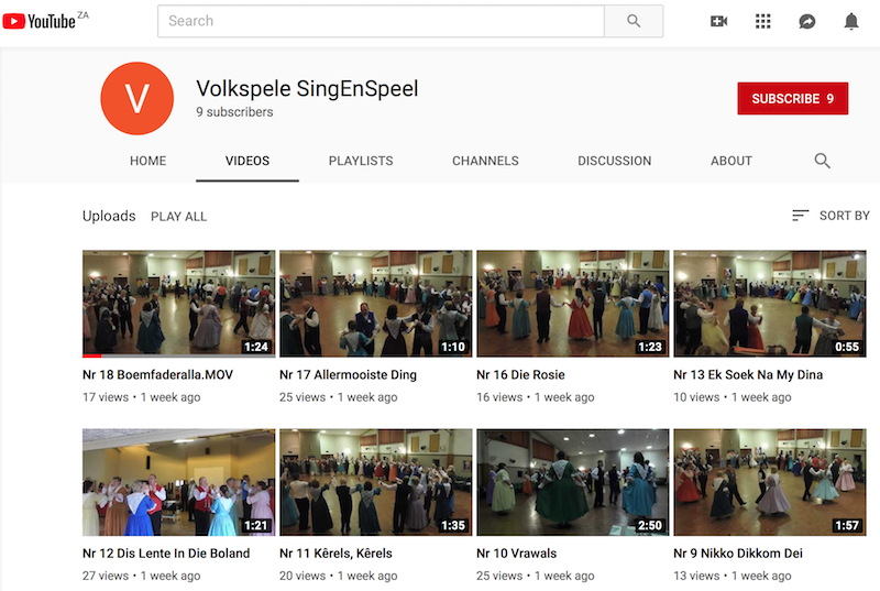 Volkspele YouTube Kanaal – Die Afrikaanse Volksang- en Volkspele Beweging